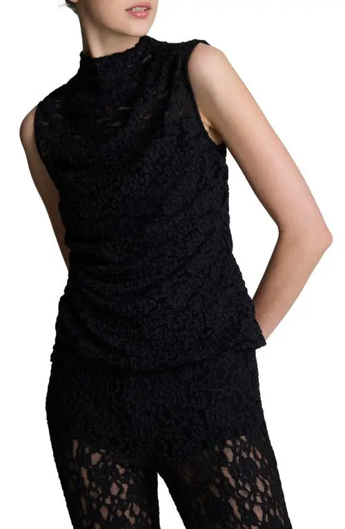 KENNETH COLE Lace Mock Neck Sleeveless Top