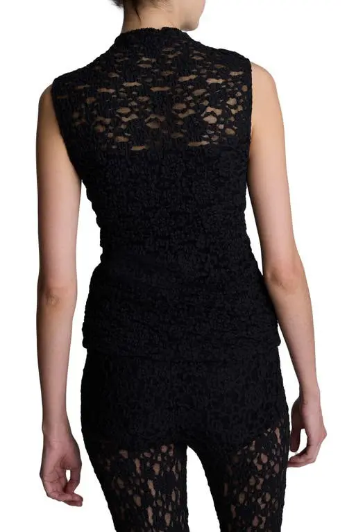 KENNETH COLE Lace Mock Neck Sleeveless Top