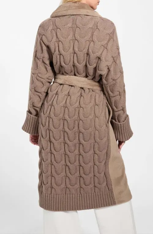 Guess Lucrezia Faux Fur & Cable Knit Coat