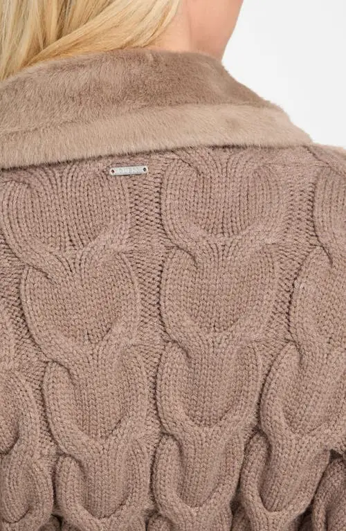 Guess Lucrezia Faux Fur & Cable Knit Coat
