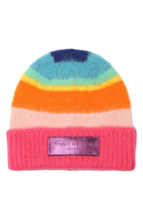 Kurt Geiger Striped Knit Beanie - Classic Rainbow