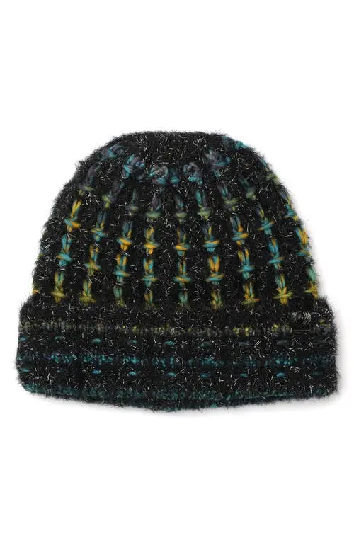 Kurt Geiger Metallic Eyelash Cuff Beanie - Classic Black Rainbow
