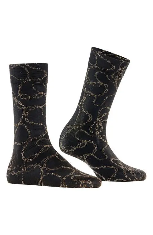 Falke Metallic Jewel Case Crew Socks - Black/gold