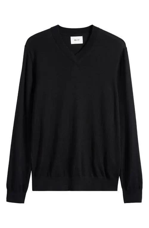 Nn07 Serge 6584 Wool Blend V-neck Sweater - Black
