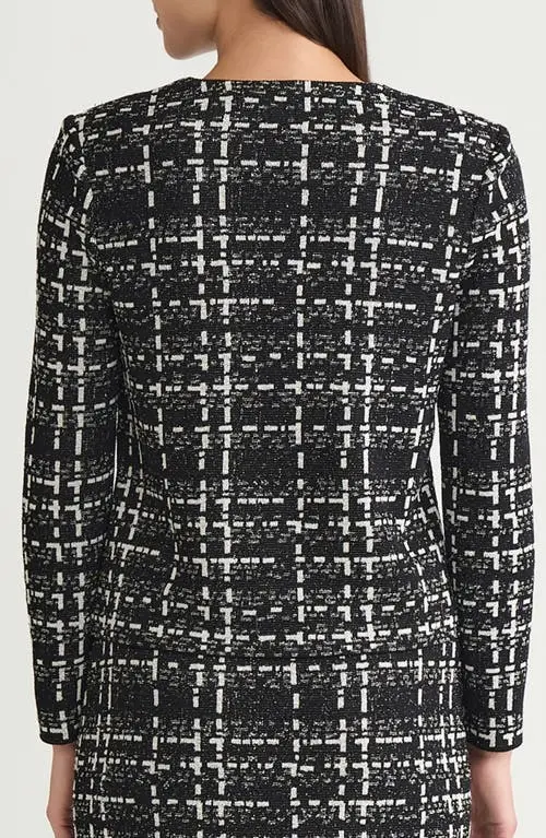 Ming Wang Checkered Jacquard Knit Jacket
