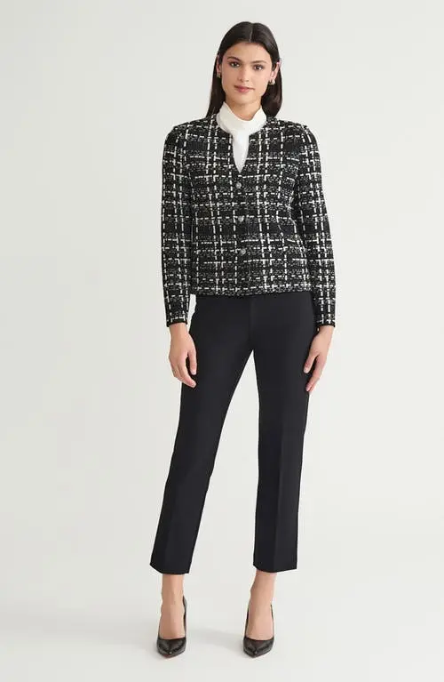 Ming Wang Checkered Jacquard Knit Jacket