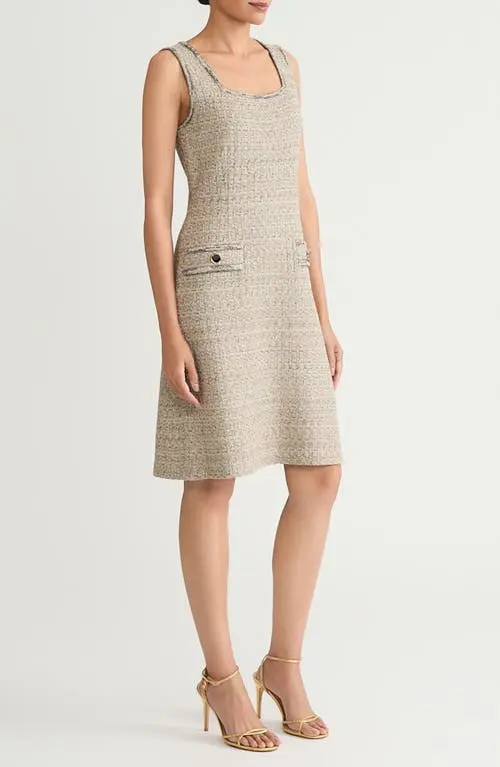 Ming Wang X Tanya Foster Shimmer Tweed A-line Dress