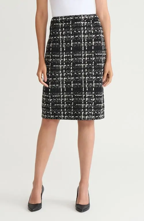 Ming Wang Check Jacquard Knee-length Skirt