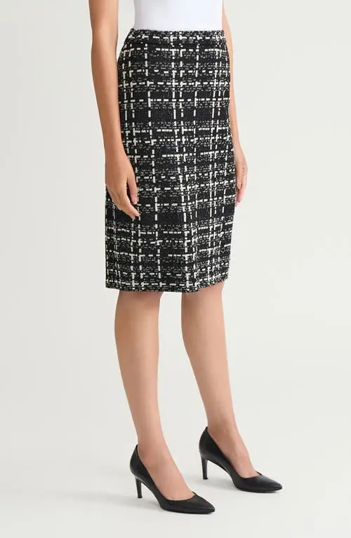 Ming Wang Check Jacquard Knee-length Skirt