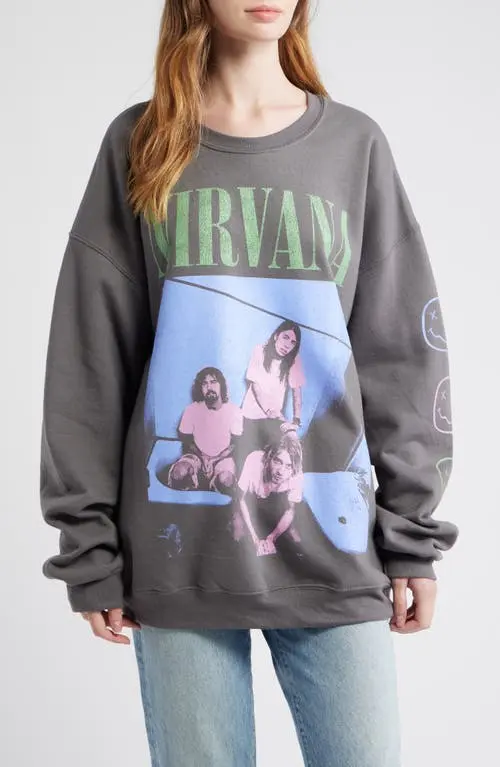 MERCH TRAFFIC Nirvana Graphic Cotton-blend Sweatshirt - Charcoal