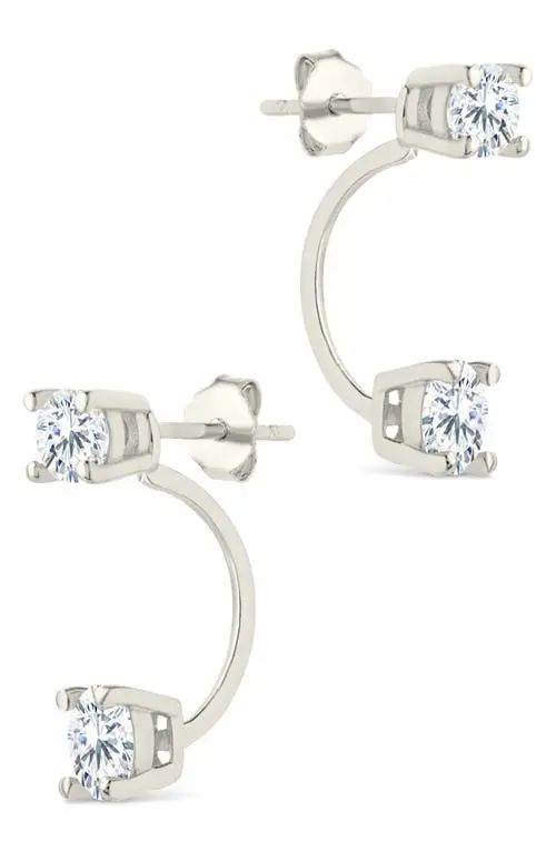 Sterling Forever Cubic Zirconia Front/back Drop Earrings - Silver
