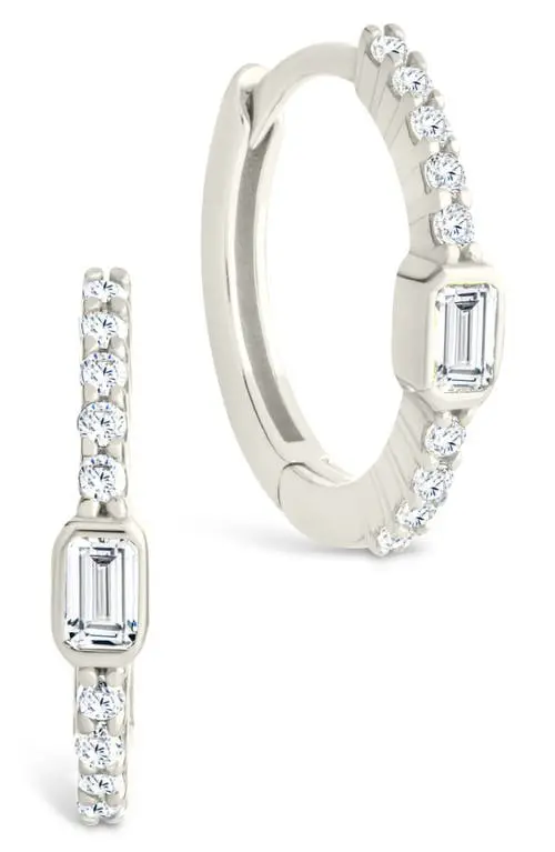 Sterling Forever Cubic Zirconia Hoop Earrings - Silver