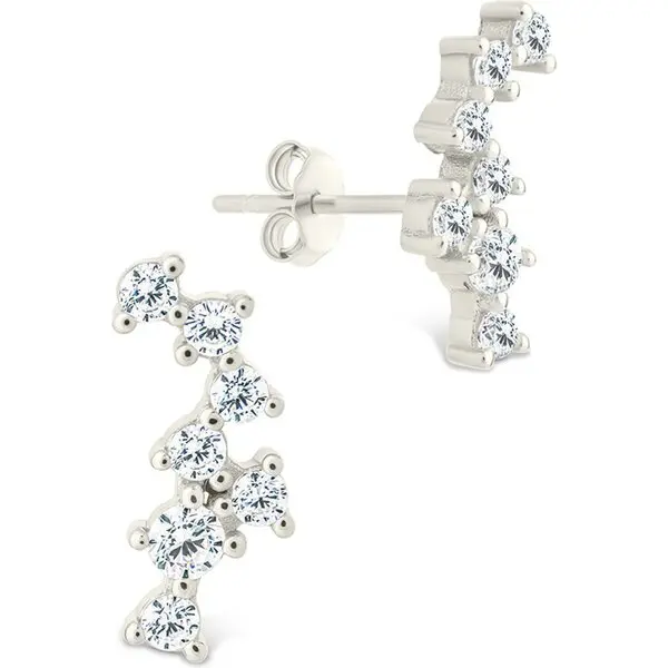 Sterling Forever Cubic Zirconia Ear Crawlers - Silver