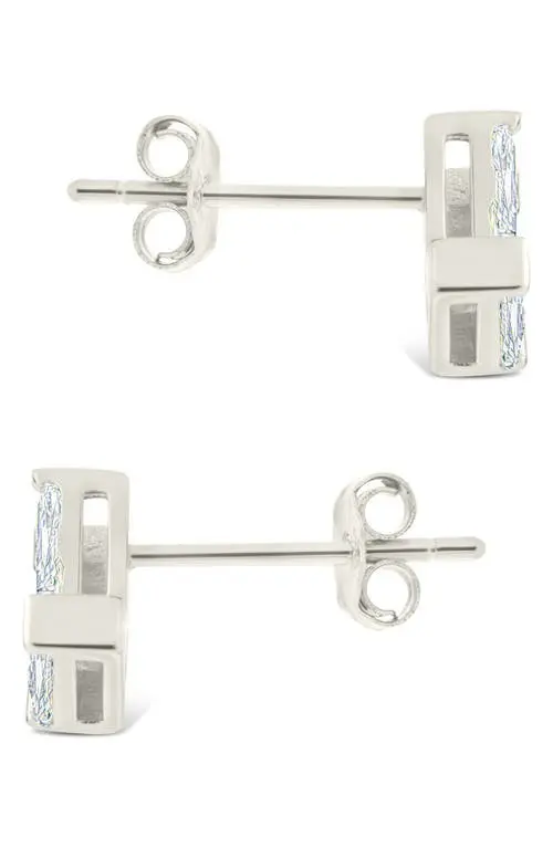Sterling Forever Baguette Cubic Zirconia Stud Earrings - Silver
