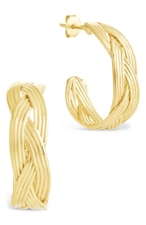 Sterling Forever Janet Ribbed Hoop Earrings - Gold