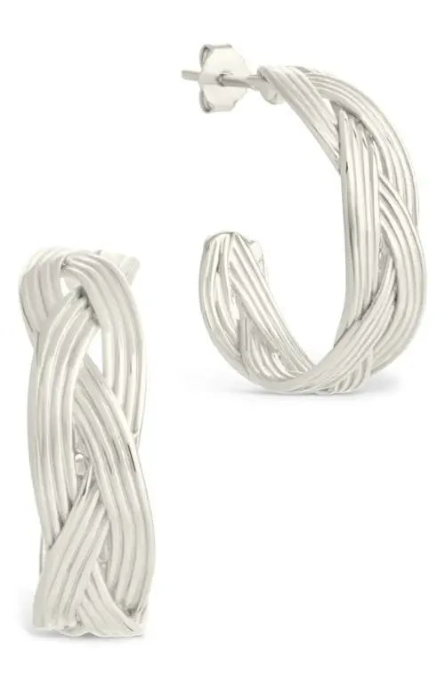 Sterling Forever Janet Ribbed Hoop Earrings - Silver