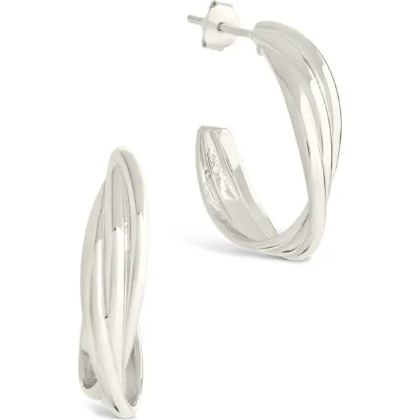 Sterling Forever Monique Twisted Hoop Earrings - Silver