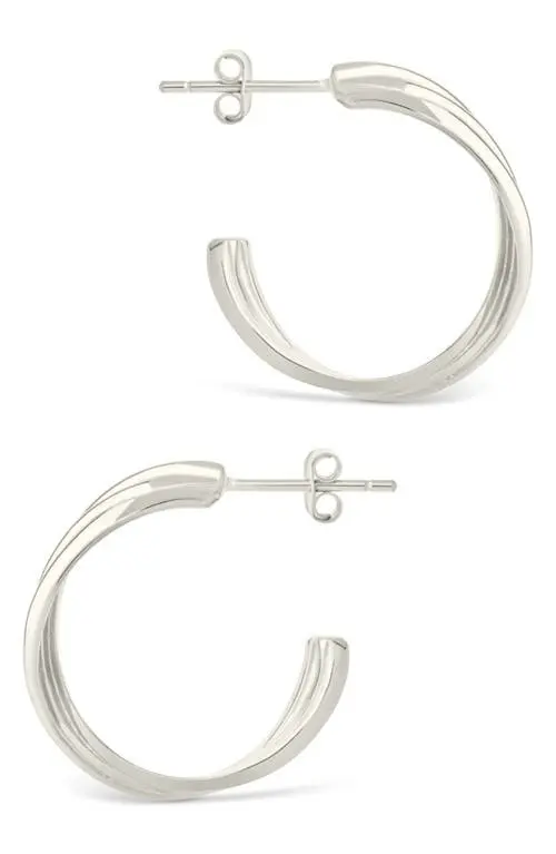 Sterling Forever Monique Twisted Hoop Earrings - Silver