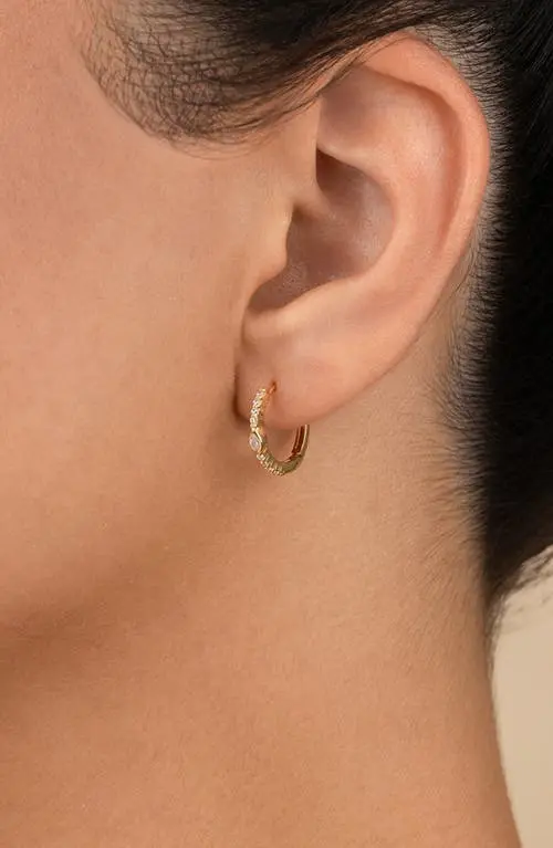Sterling Forever Bezel Pear Cut Cubic Zirconia Hoop Earrings - Gold