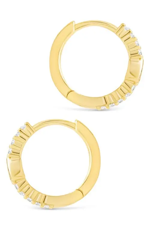 Sterling Forever Bezel Pear Cut Cubic Zirconia Hoop Earrings - Gold