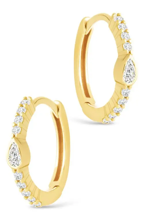 Sterling Forever Bezel Pear Cut Cubic Zirconia Hoop Earrings - Gold
