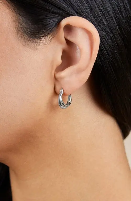 Sterling Forever Janice Twisted Huggie Hoop Earrings - Silver