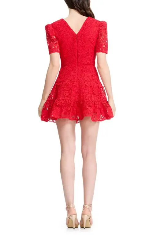 Dress The Population Hallie Lace Tiered Minidress - Rouge