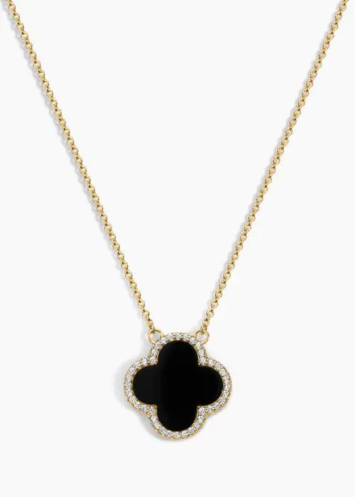 ELECTRIC PICKS Icon Black Clover Necklace - Gold
