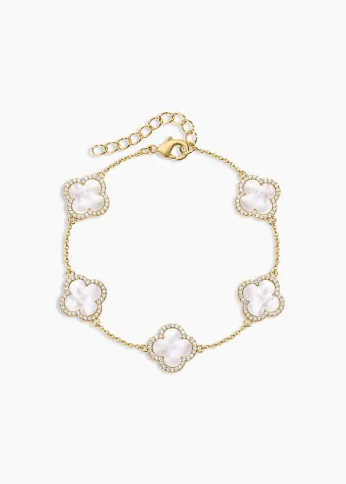 ELECTRIC PICKS Icon White Clover Bracelet - Gold