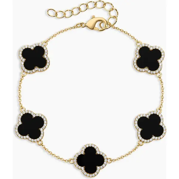 ELECTRIC PICKS Icon Black Clover Bracelet - Gold