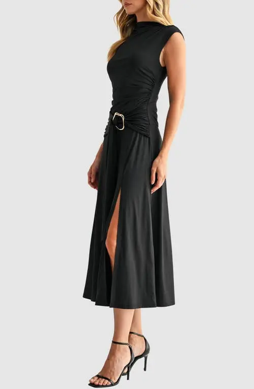 QUINCY MAE Cap Sleeve Midi Dress With Belt