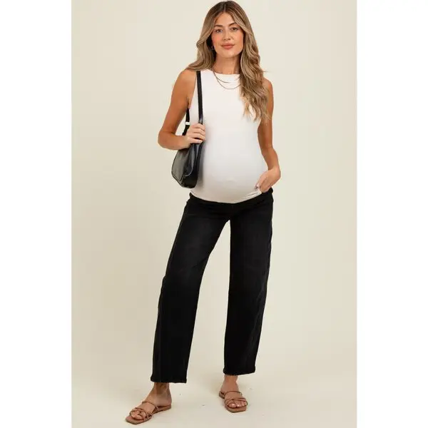 PINKBLUSH Maternity Barrel Jeans - Black