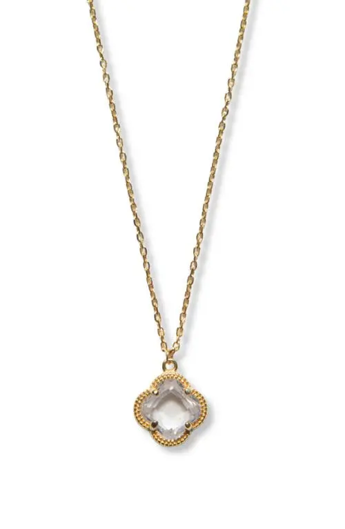 Argento Vivo Cubic Zirconia Quatrefoil Pendant Necklace - Gold