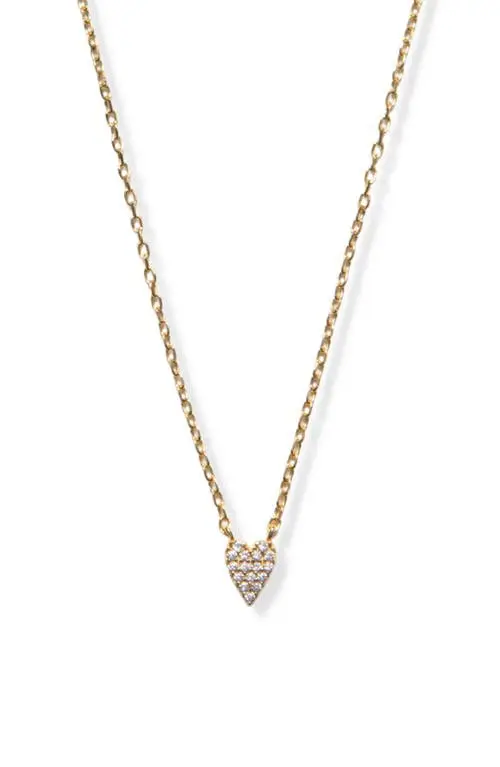 Argento Vivo Pavé Cubic Zirconia Heart Pendant Necklace - Gold