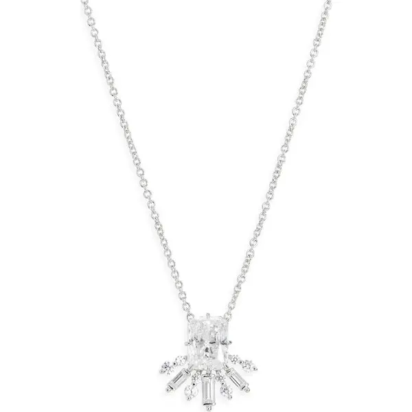 Nadri Stellar Half Halo Pendant Necklace - Rhodium