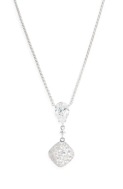 Nadri Cushion Pendant Necklace - Rhodium
