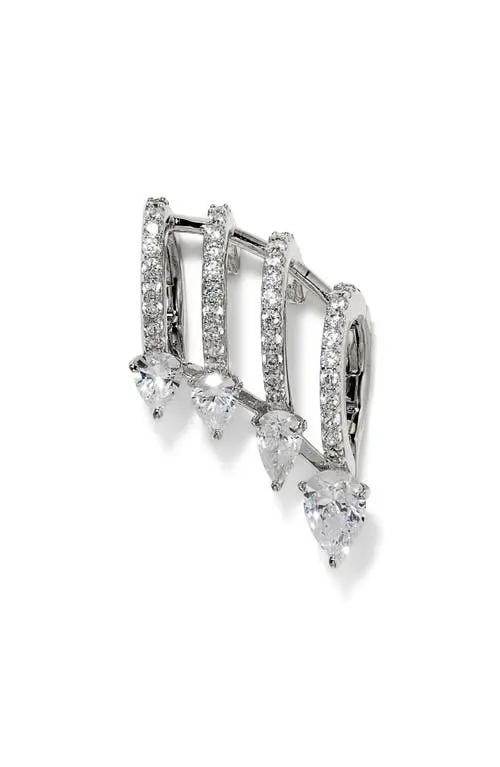 Nadri Cubic Zirconia Multi Row Ear Cuff - Rhodium
