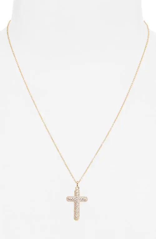 Nadri Crushed Pavé Cross Pendant Necklace - Gold