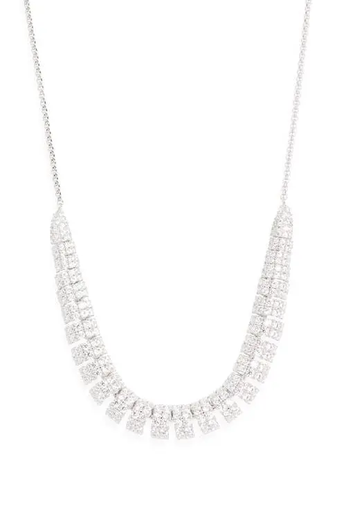 Nadri Crushed Pavé Frontal Necklace - Rhodium