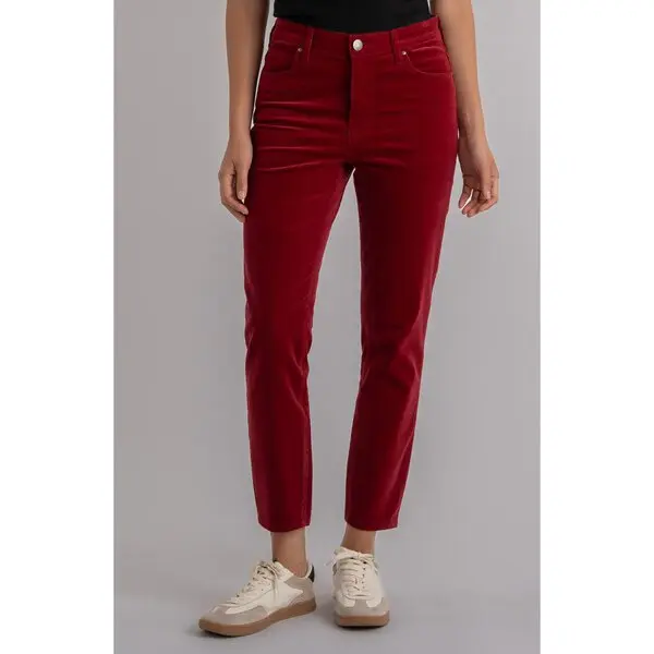 Kut From The Kloth Charlize Ankle Cigarette Velvet Pants - Red