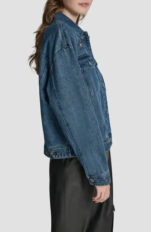 Dkny Logo Patch Denim Trucker Jacket