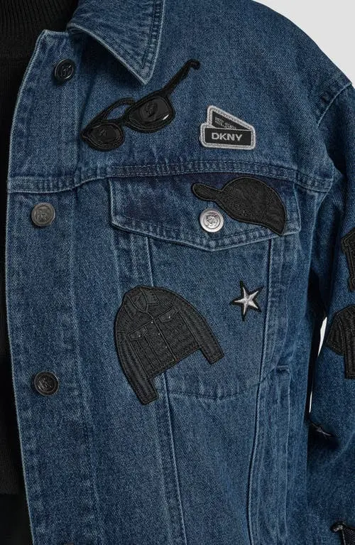 Dkny Logo Patch Denim Trucker Jacket