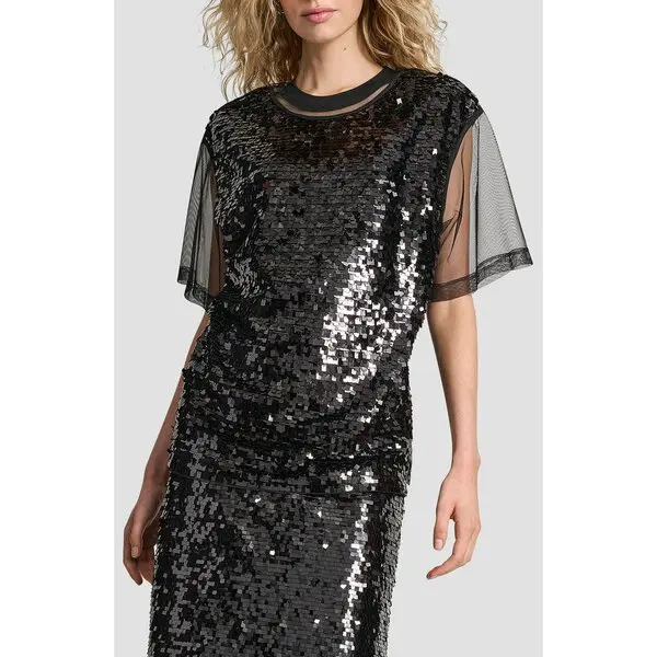 Dkny Layered Mesh Sequin Top