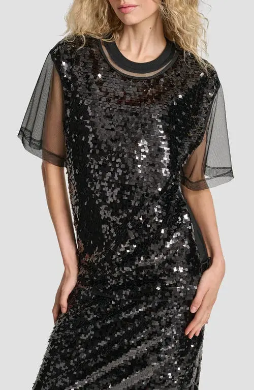 Dkny Layered Mesh Sequin Top