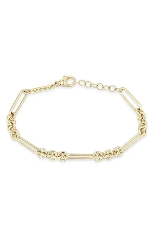 Zoe Chicco Mix Paper Clip Rolo Chain Bracelet - 14k Yellow Gold
