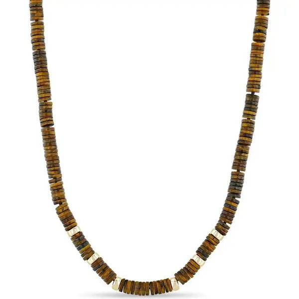 Zoe Chicco Tiger's Eye Bead Necklace - 14k Yellow Gold