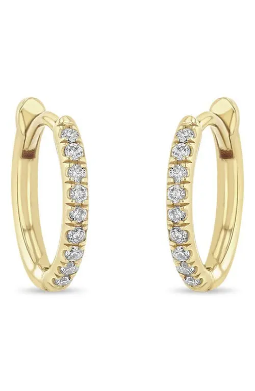 Zoe Chicco Small Diamond Pavé Hinged Huggie Earrings - 14k Yellow Gold