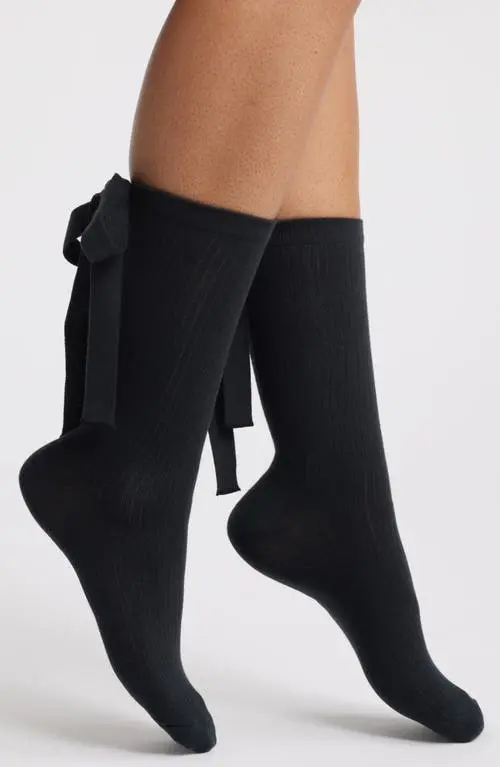 UGG Serenella Bow Cotton-blend Crew Socks - Black