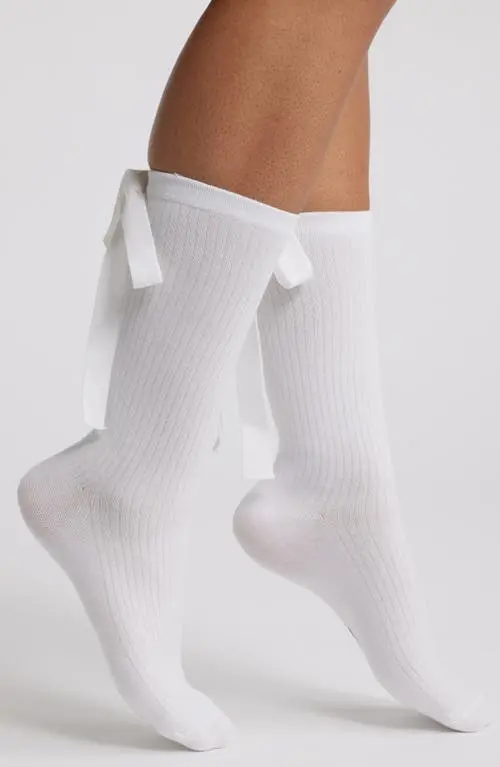 UGG Serenella Bow Cotton-blend Crew Socks - White