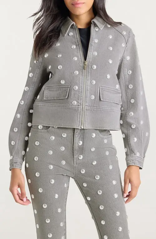 Cinq À Sept Harriet Studded Denim Jacket - Lune/silver
